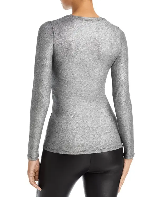 Majestic Filatures Metallic Fitted Top - Anthracite Chine