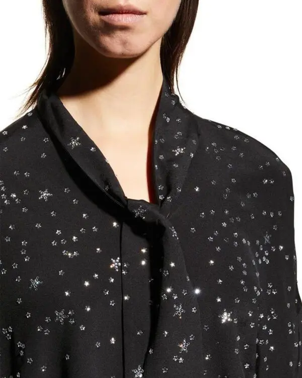 Libertine Longfellows Light Of Stars Silk Neck-tie Blouse