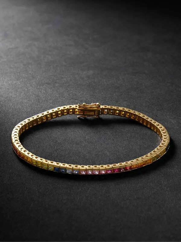 Mateo Sapphire Tennis Bracelet - Gold