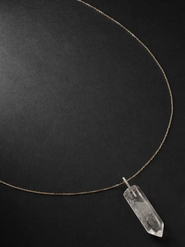 Mateo Quartz And Diamond Pendant Necklace - Gold