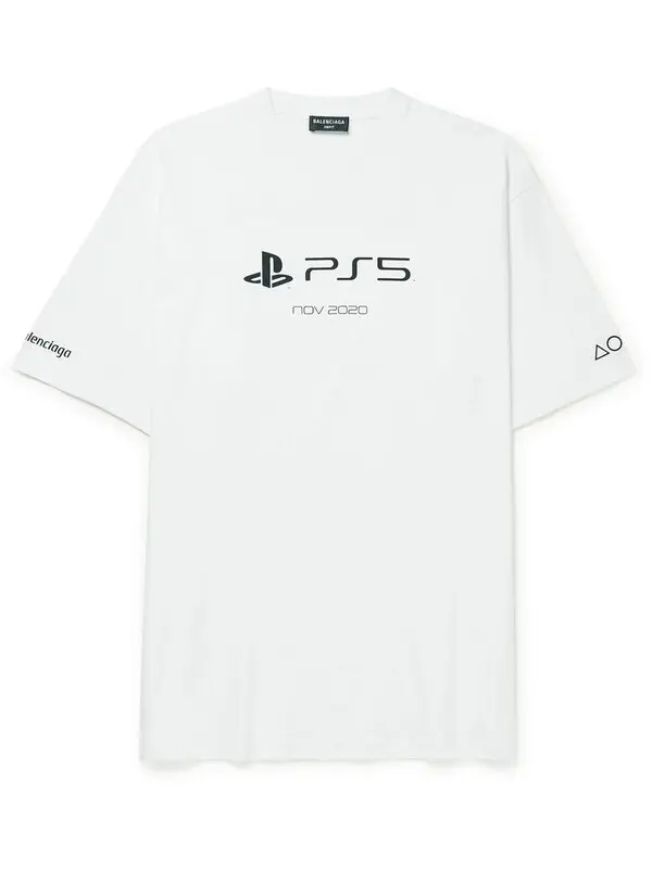 Balenciaga Playstation Printed Cotton-jersey T-shirt