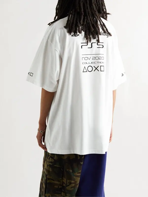 Balenciaga Playstation Printed Cotton-jersey T-shirt