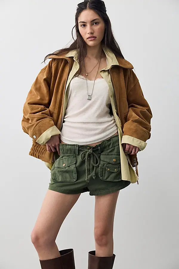 Free People We The Free Waimea Slouchy Shorts - Kelp