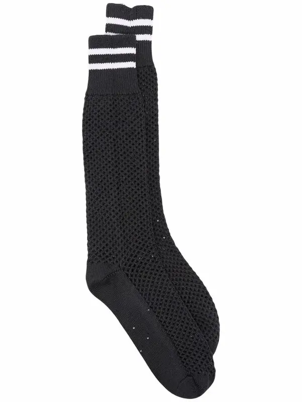 Brunello Cucinelli Striped Edge Mesh Socks - Grey