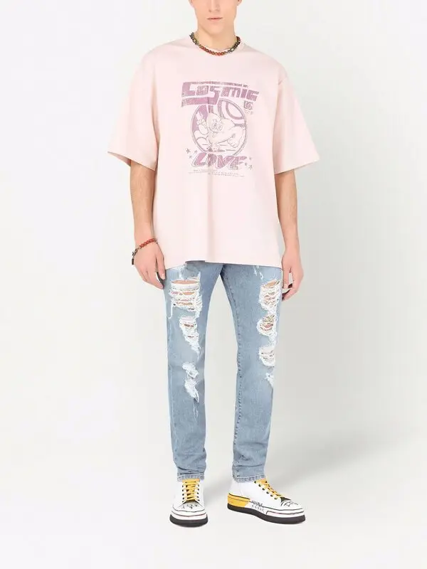 Dolce & Gabbana Distressed Straight-leg Jeans