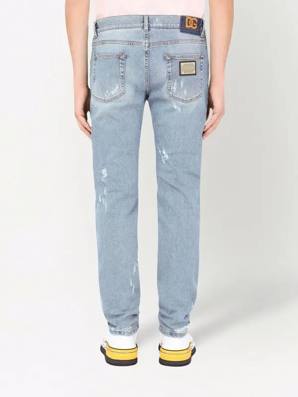 Dolce & Gabbana Distressed Straight-leg Jeans