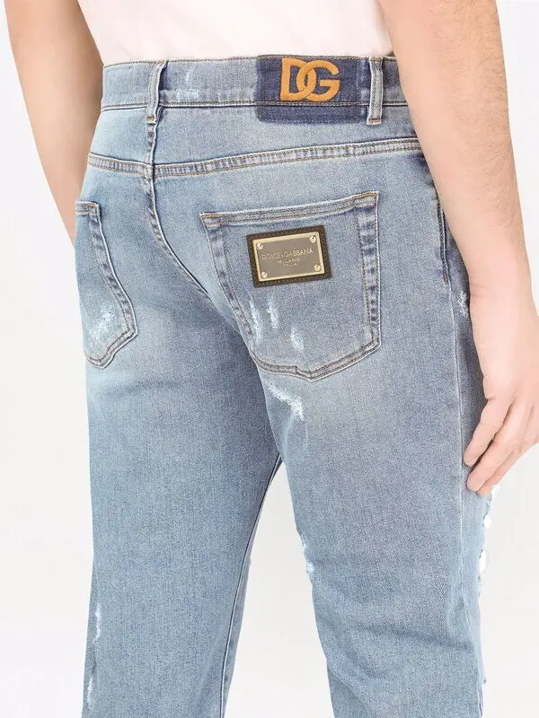 Dolce & Gabbana Distressed Straight-leg Jeans