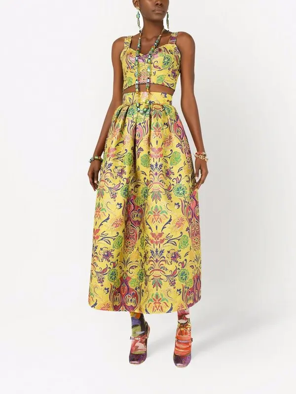 Dolce & Gabbana Paisley-print Silk Crop Top