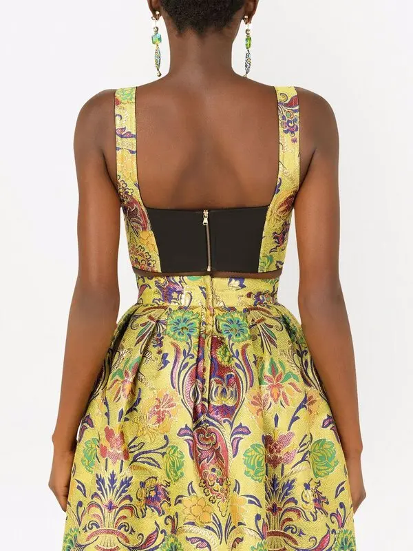 Dolce & Gabbana Paisley-print Silk Crop Top