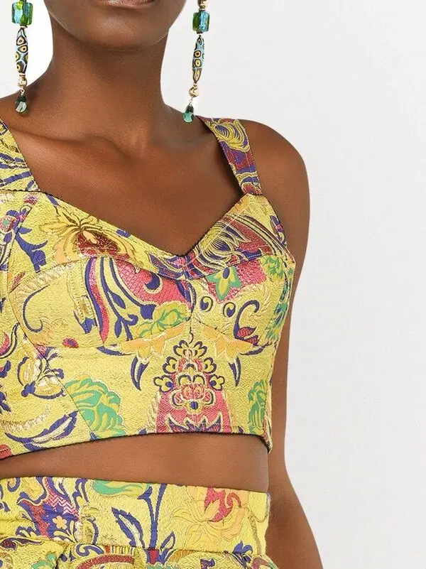 Dolce & Gabbana Paisley-print Silk Crop Top