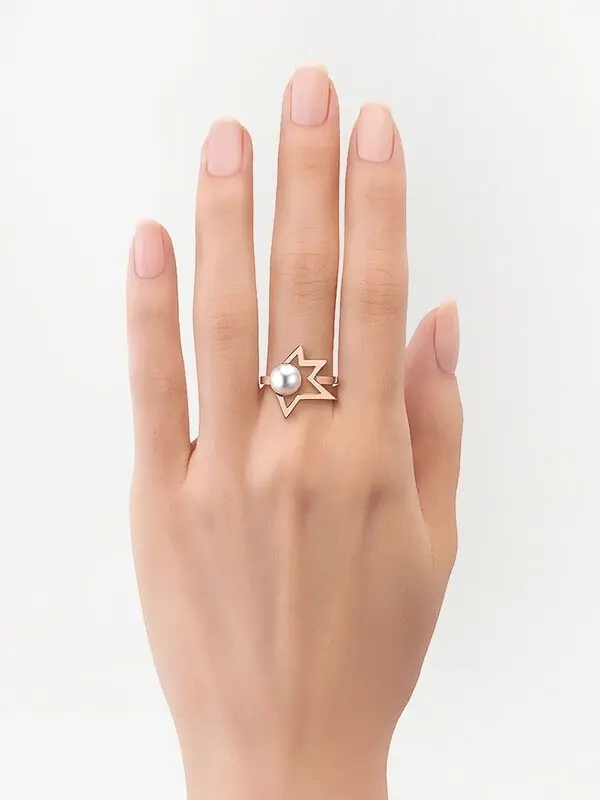 TASAKI 18kt Rose Gold Comet Plus Pearl Ring