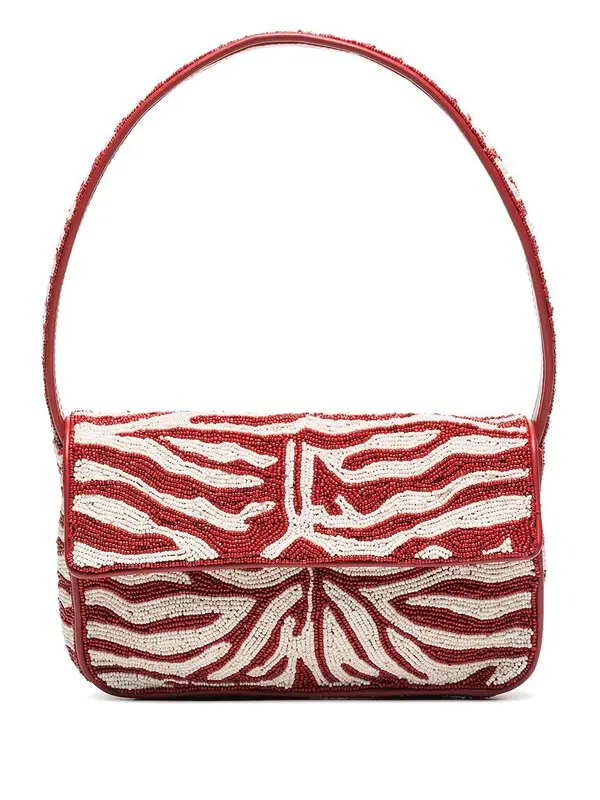 Staud Tommy Bead-embellished Shoulder Bag - Red