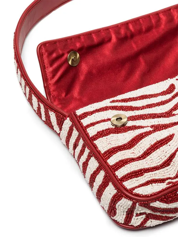 Staud Tommy Bead-embellished Shoulder Bag - Red