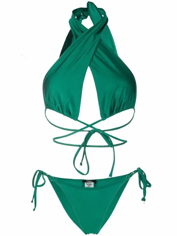 NOIRE SWIMWEAR Satin-finish Bikini Set - Green