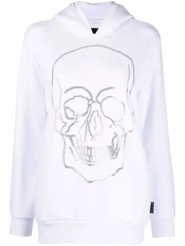 Philipp Plein Crystal Skull Long-sleeve Hoodie - White