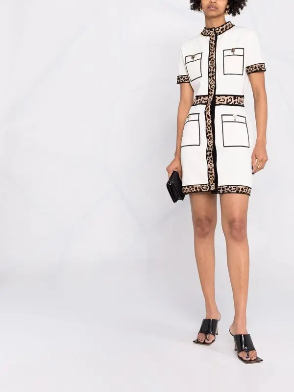 Philipp Plein Leopard Trim Mini Dress