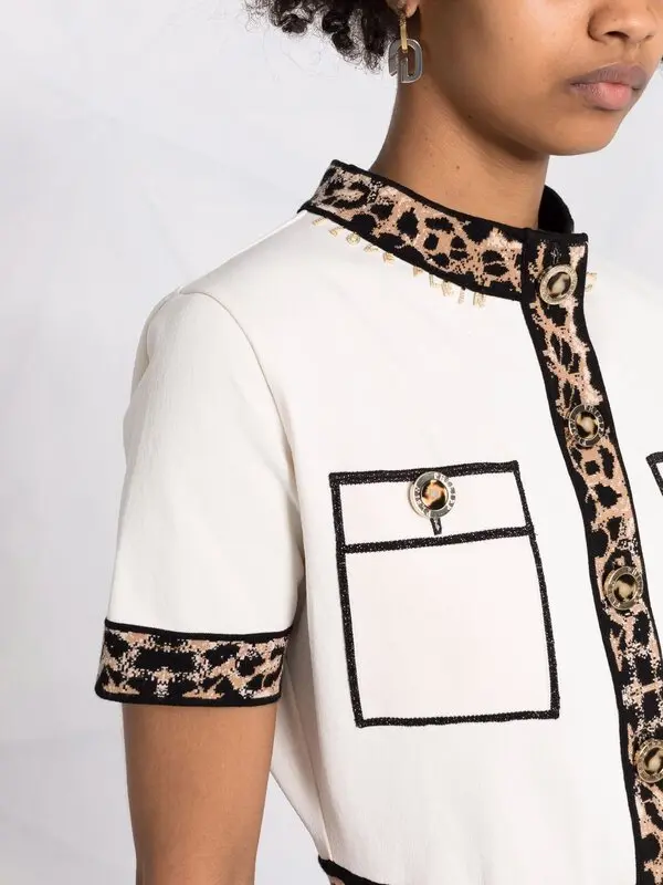 Philipp Plein Leopard Trim Mini Dress