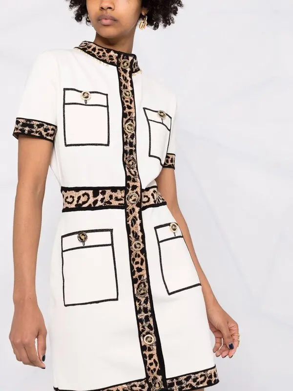 Philipp Plein Leopard Trim Mini Dress