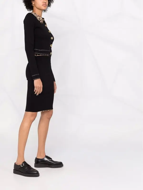 Philipp Plein Leopard Print Collar Cardigan