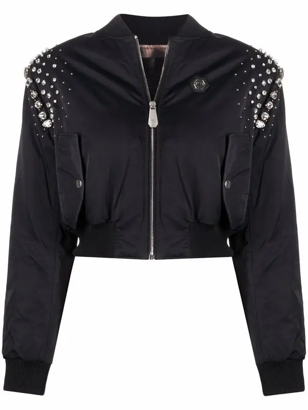 Philipp Plein Crystal-embellished Bomber Jacket - Black