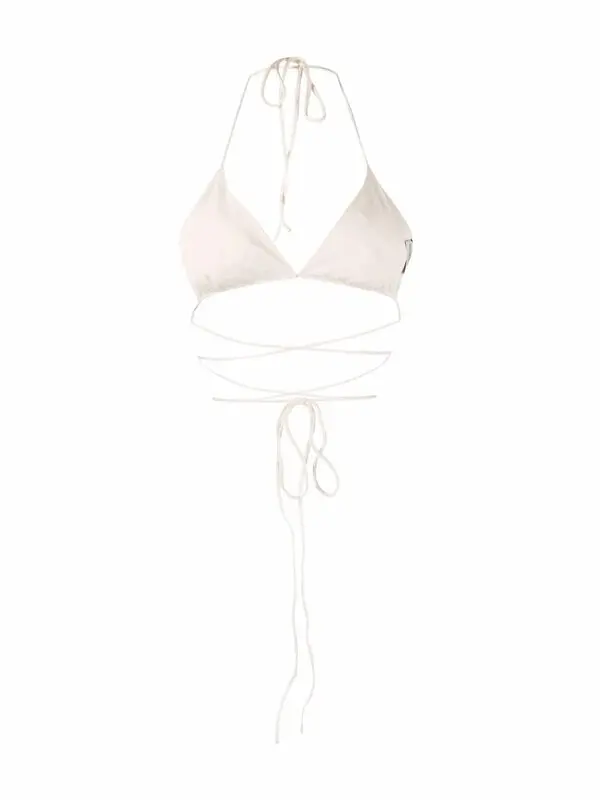 Magda Butrym Flower Appliqué Triangle Bikini Top - Neutrals