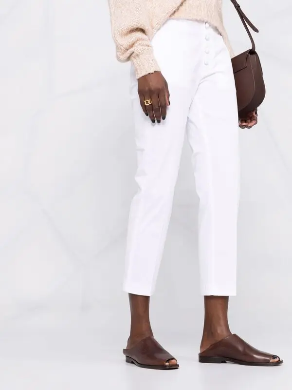 DONDUP Button-down Straight-leg Trousers - White