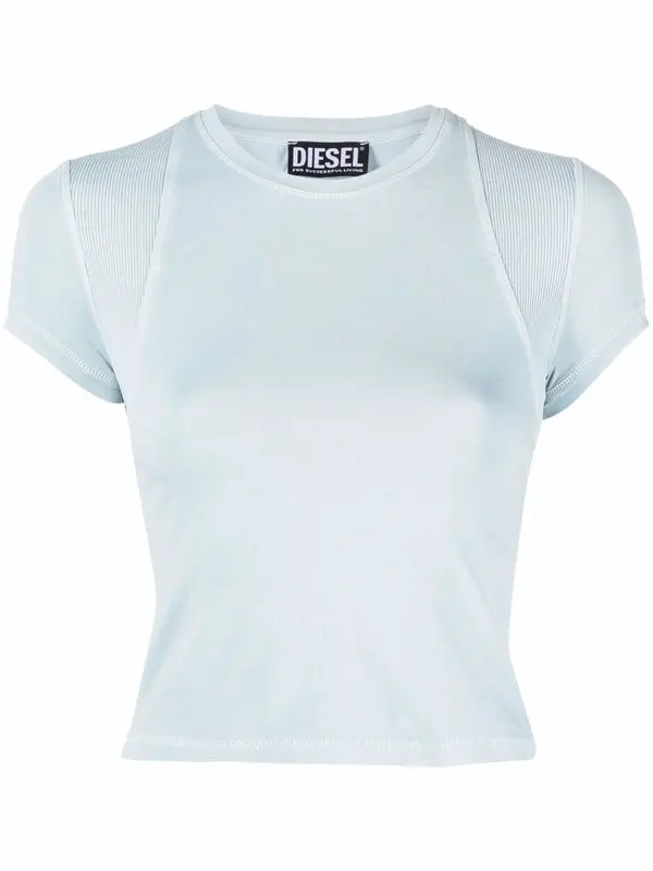 DIESEL® Cropped Fine-ribbed T-shirt - Blue