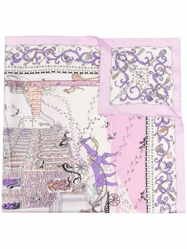 FERRAGAMO Palazzo Graphic-print Silk Scarf - Pink