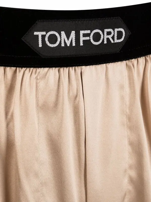 TOM FORD Logo-waist Silk Boxers - Neutrals