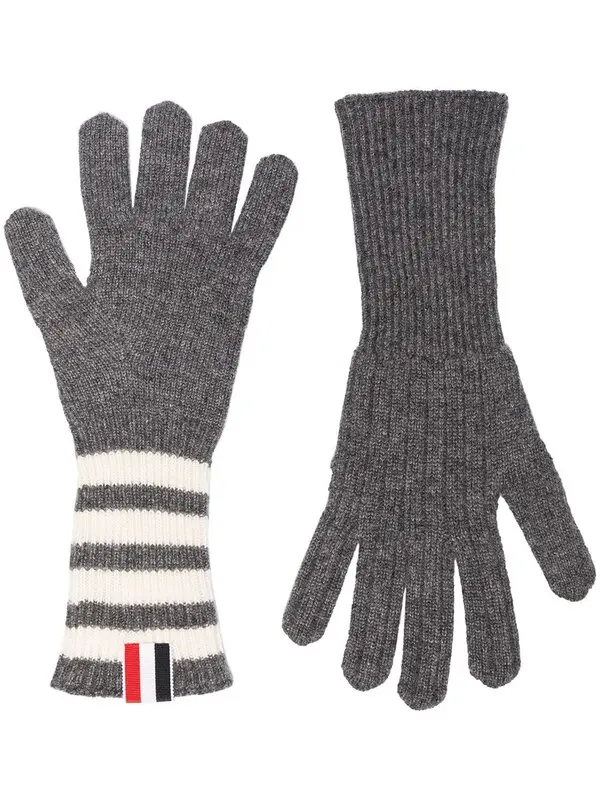Thom Browne 4-bar Cashmere Gloves - Grey