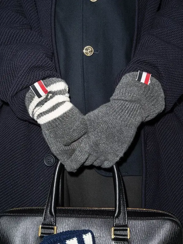 Thom Browne 4-bar Cashmere Gloves - Grey