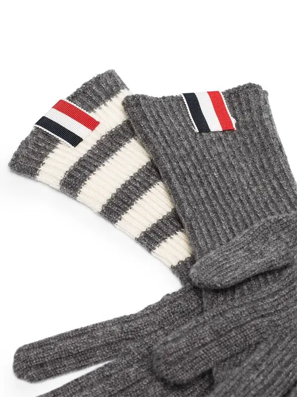 Thom Browne 4-bar Cashmere Gloves - Grey