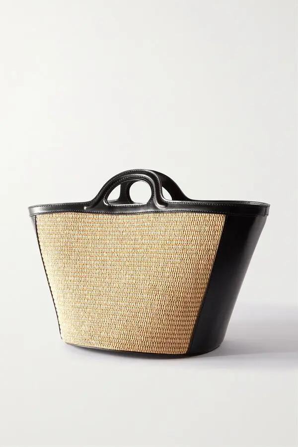 Marni Tropicalia Small Raffia And Leather Tote - Neutrals