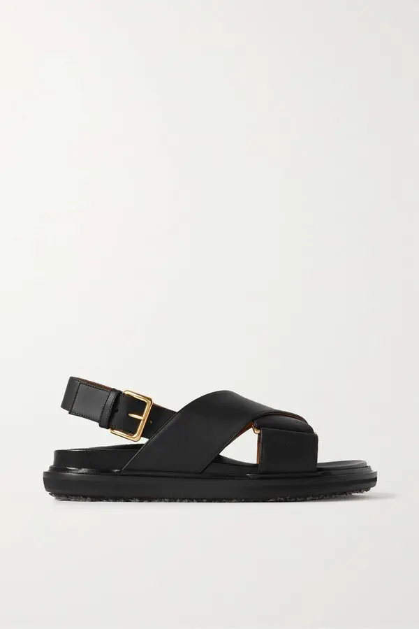 Marni Black Fussbett Leather Slingback Sandals
