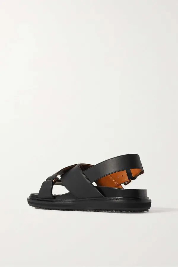 Marni Black Fussbett Leather Slingback Sandals