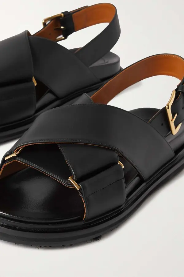 Marni Black Fussbett Leather Slingback Sandals