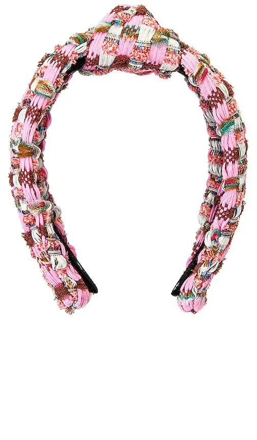 Lele Sadoughi Mixed Woven Knotted Headband In Pink - Rose  display picture 1