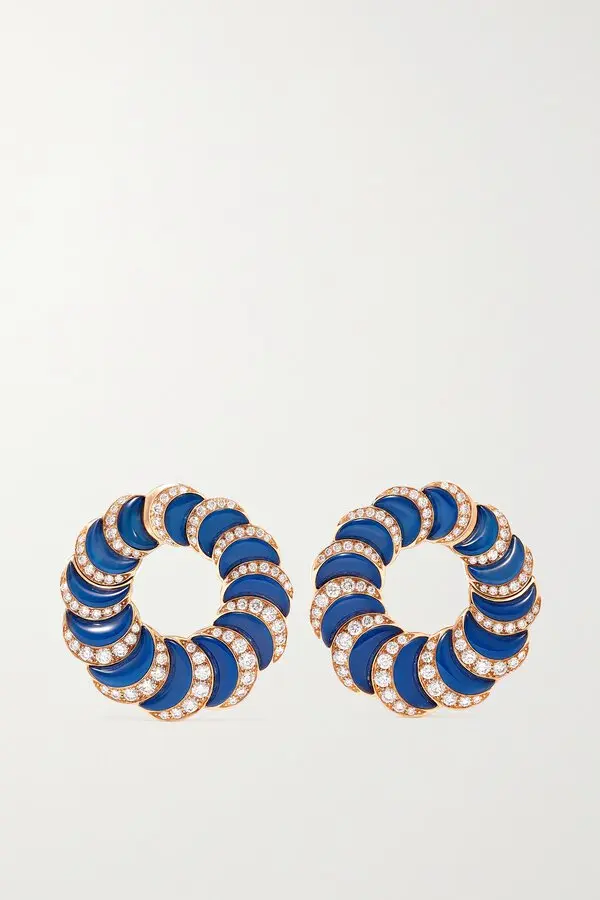 DAVID MORRIS Fortuna 18-karat Rose Agate And Diamond Earrings