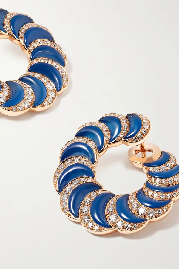 DAVID MORRIS Fortuna 18-karat Rose Agate And Diamond Earrings