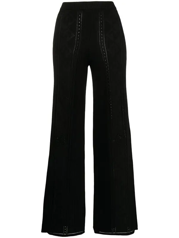 MARINE SERRE Crescent Moon Knit Wide-leg Trousers