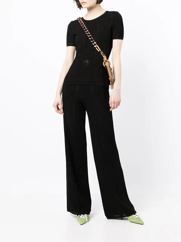 MARINE SERRE Crescent Moon Knit Wide-leg Trousers