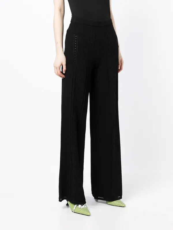 MARINE SERRE Crescent Moon Knit Wide-leg Trousers