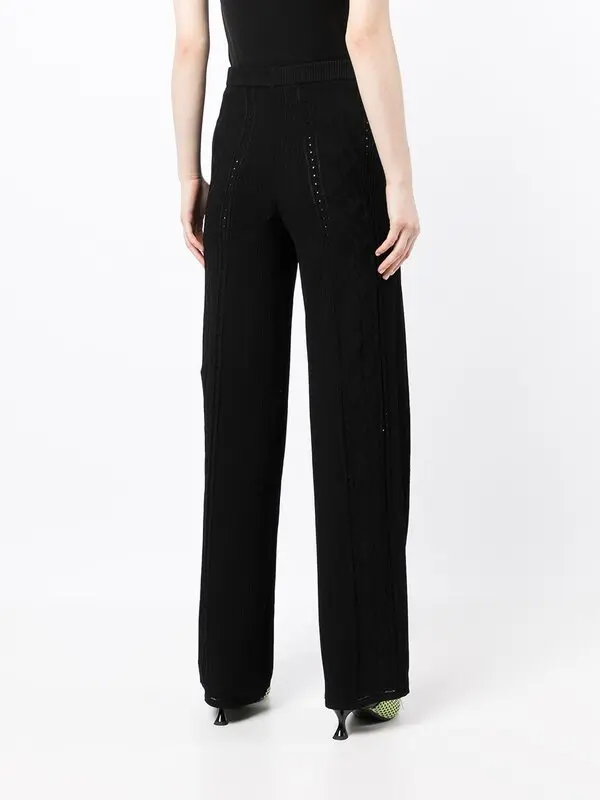 MARINE SERRE Crescent Moon Knit Wide-leg Trousers
