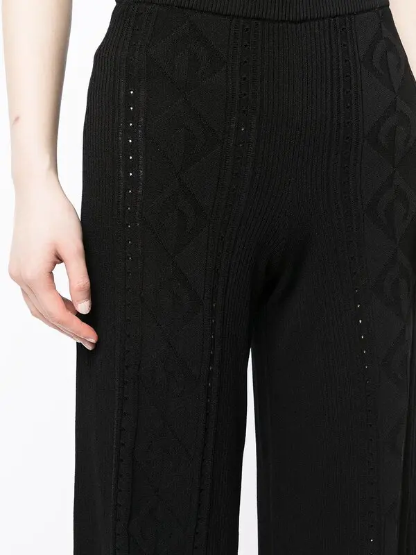 MARINE SERRE Crescent Moon Knit Wide-leg Trousers