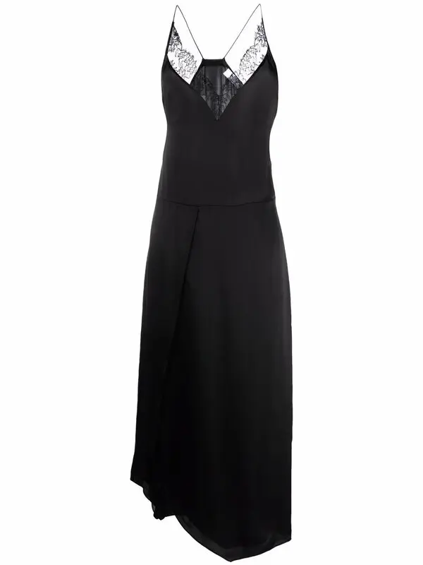 IRO PARIS Lace Trim V-neck Maxi Dress - Black