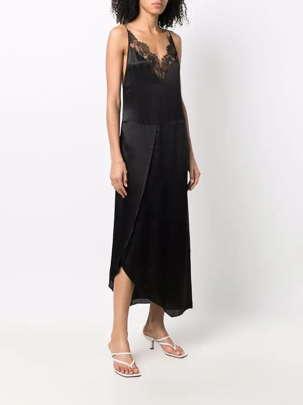 IRO PARIS Lace Trim V-neck Maxi Dress