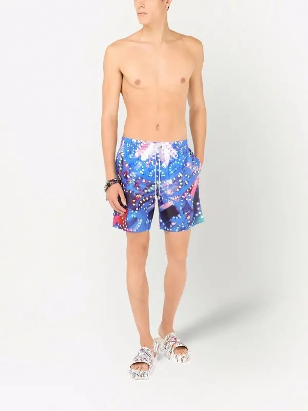 Dolce & Gabbana Graphic-print Swim Shorts - Blue