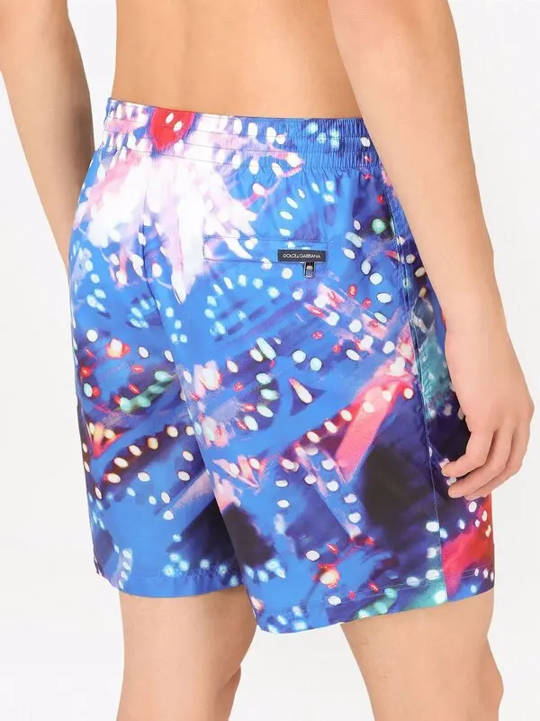 Dolce & Gabbana Graphic-print Swim Shorts - Blue