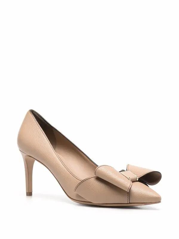 FERRAGAMO 80mm Double Bow Leather Pumps