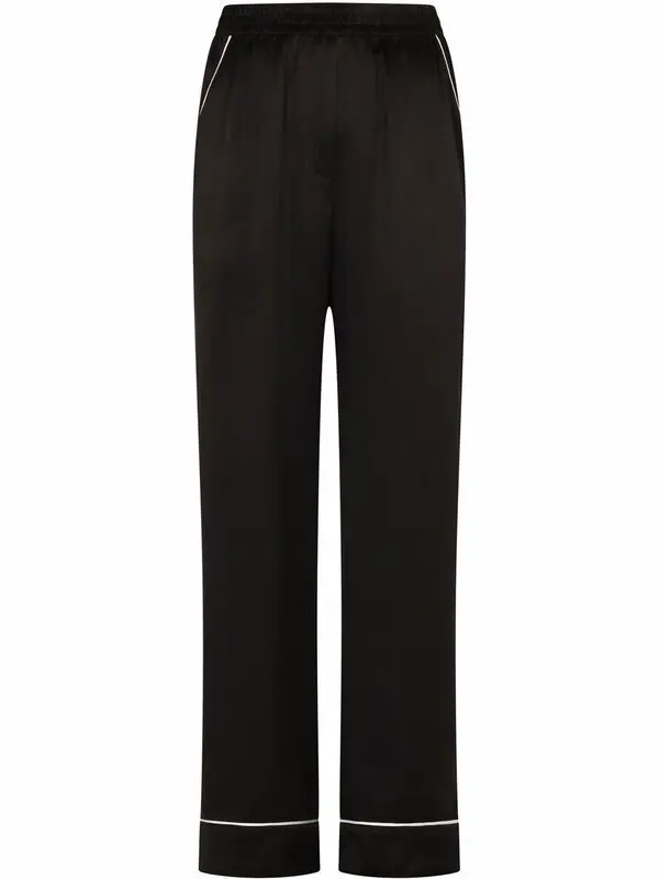 Dolce & Gabbana Contrast-trim Satin Pajama Bottoms - Black